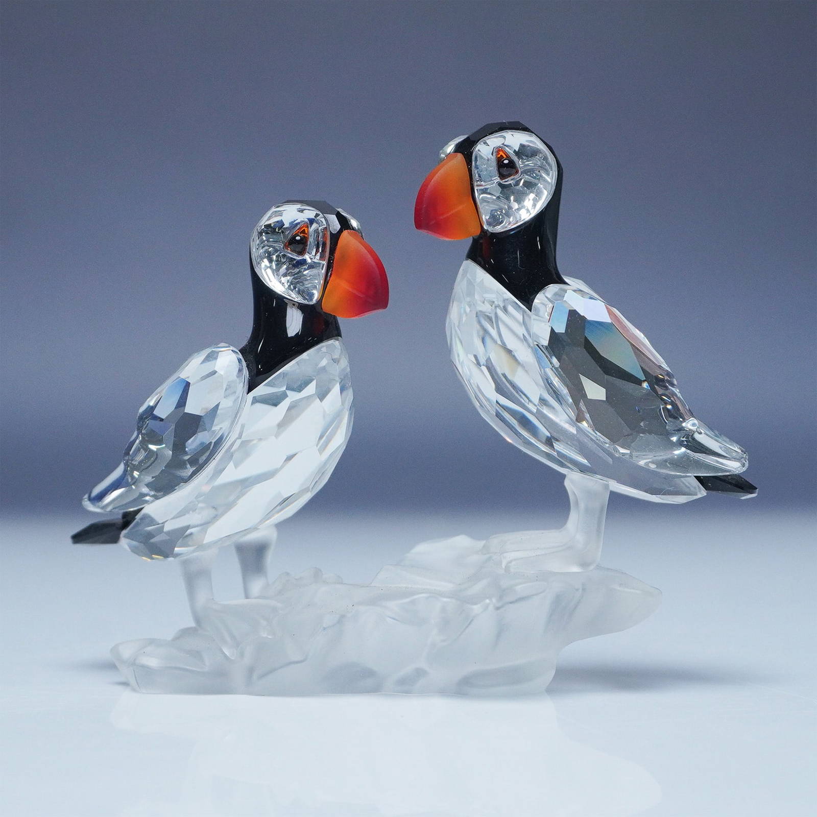 Swarovski Crystal Puffins Figurine Signed By Artist Auction