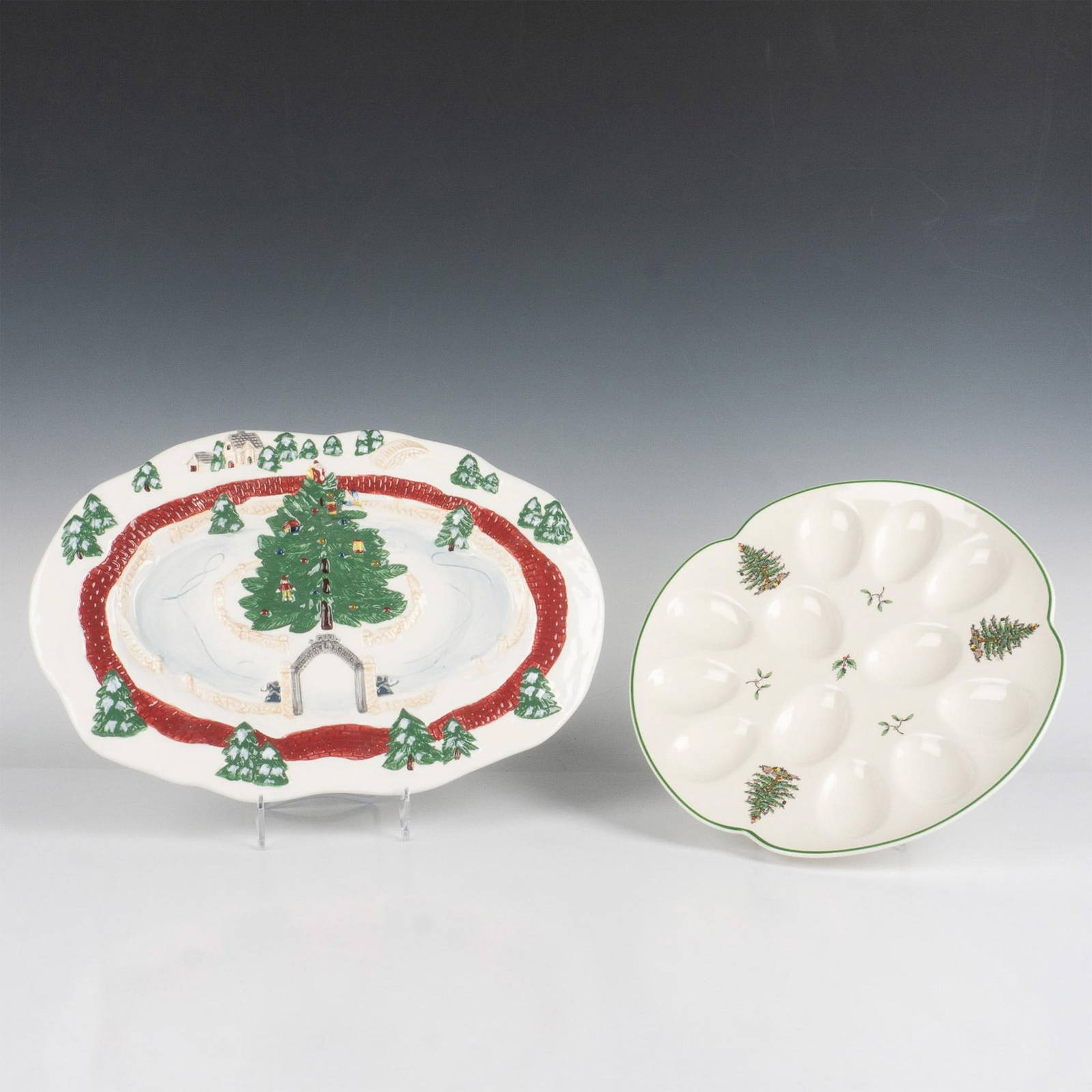 2pc Spode Holiday Serving Trays Auction