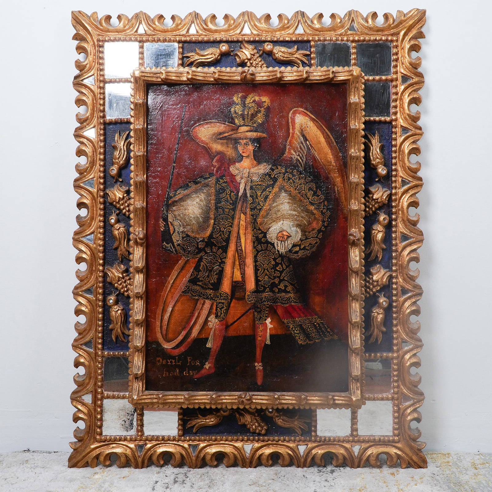 Cuzco-spanish Colonial Style, Oil On Canvas Of An Archangel Auction