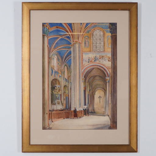 Henry Rodrick Newman Watercolor Of Sainte Chapelle, Paris, 1870, Signed