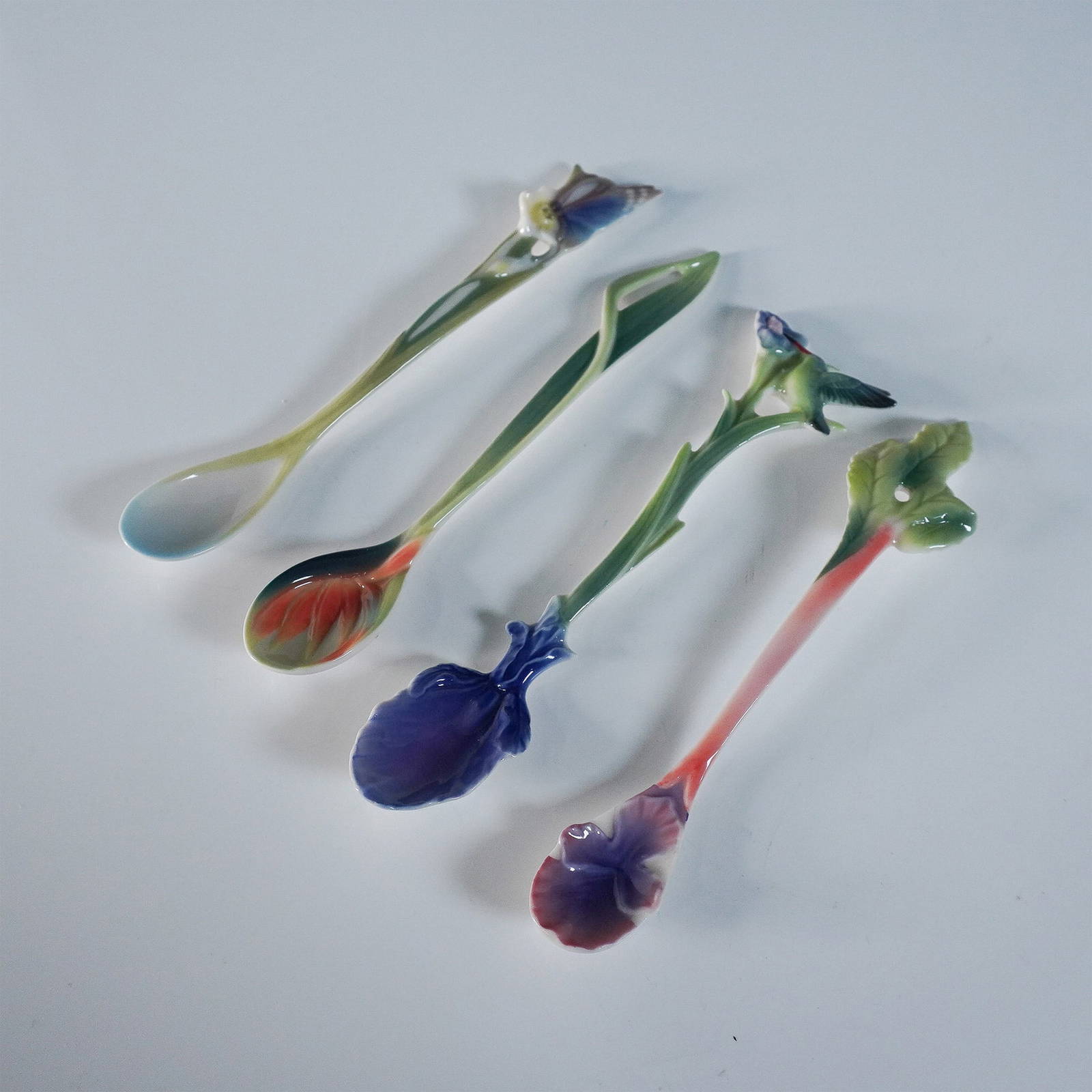 4pc Franz Porcelain Floral And Fauna Coffee Spoons Auction