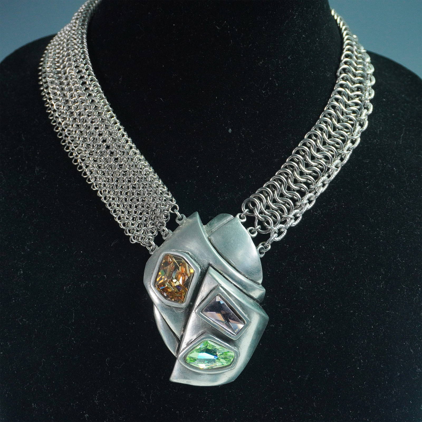 Connie Bates Trio, Multi-chain Necklace With Sculptural Rhinestone ...