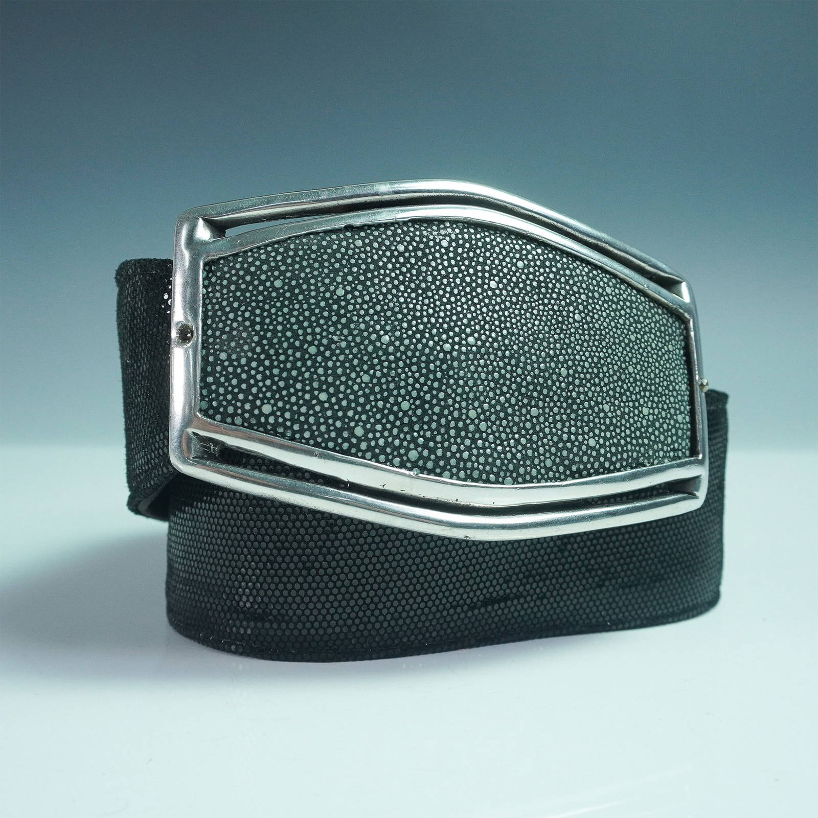 Connie Bates Women's Black Faux Reptile Leather Belt With Statement ...