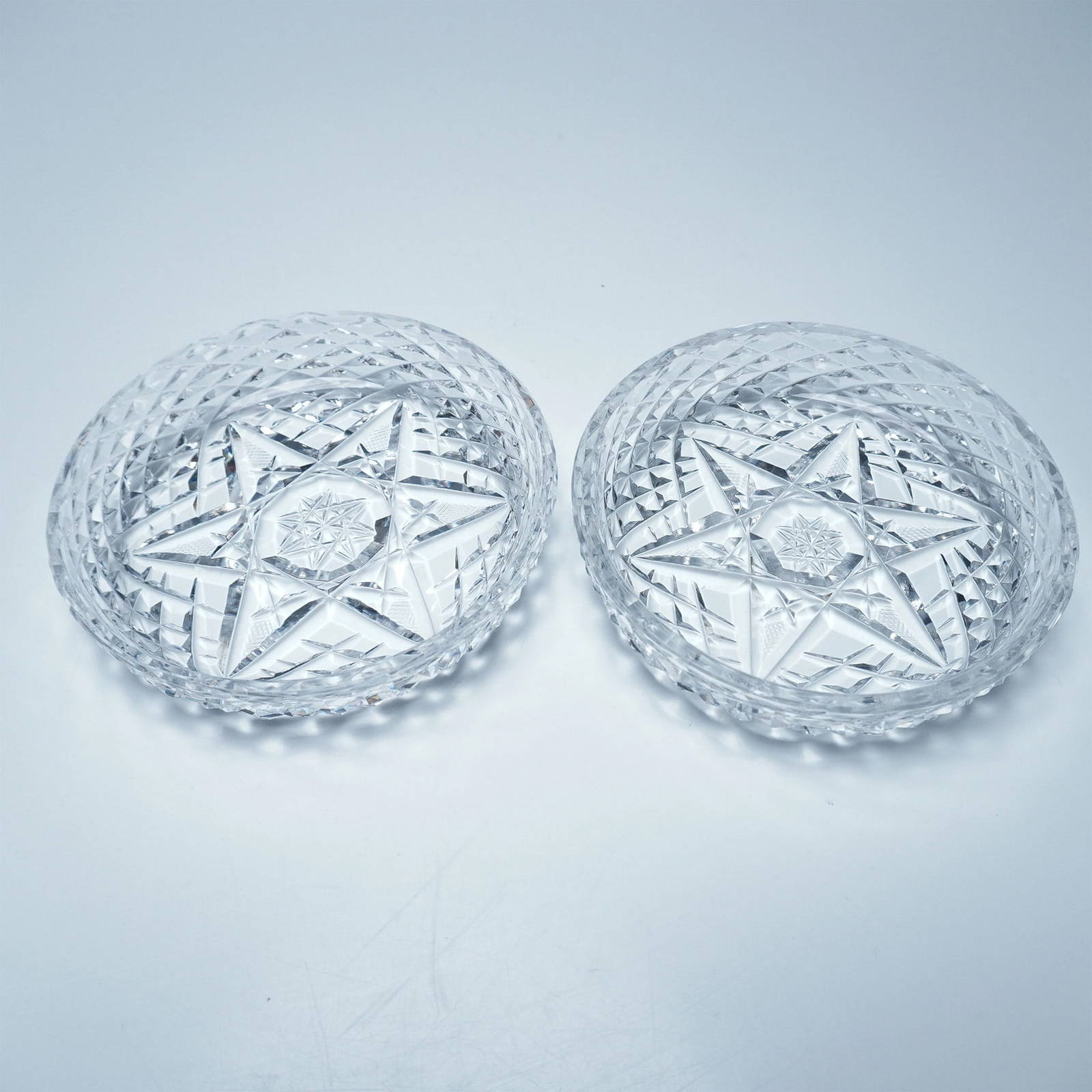 Pair Of Cut Crystal Dishes With Starburst Pattern Auction