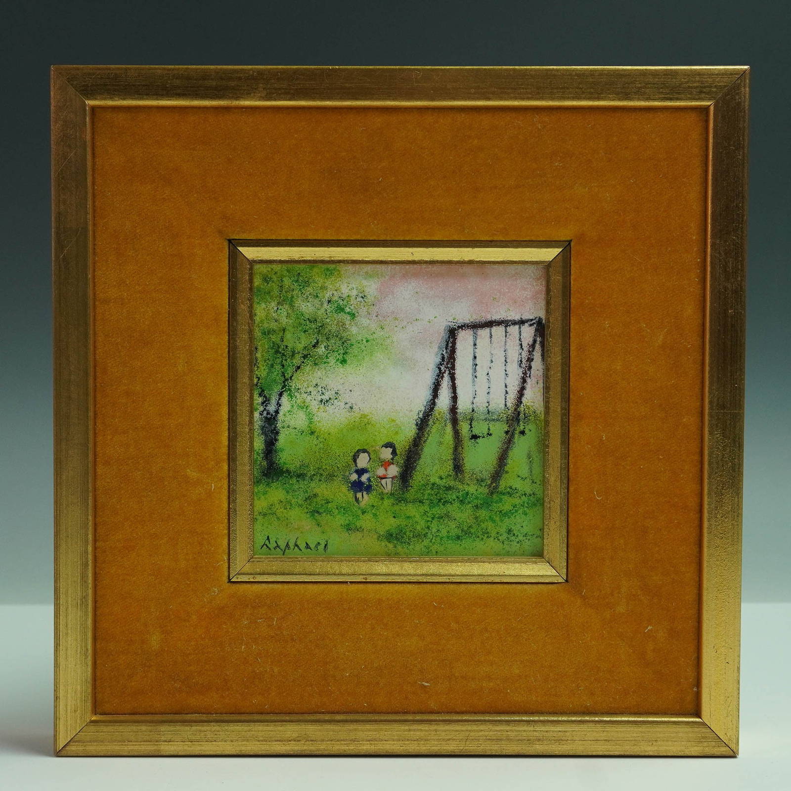 Raphael Esterida Enamel On Copper Painting, Signed Auction