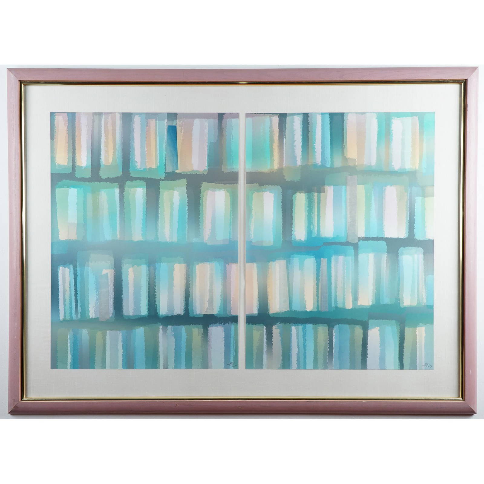 Jade, Abstract Diptych Silkscreen On Paper, Signed Auction