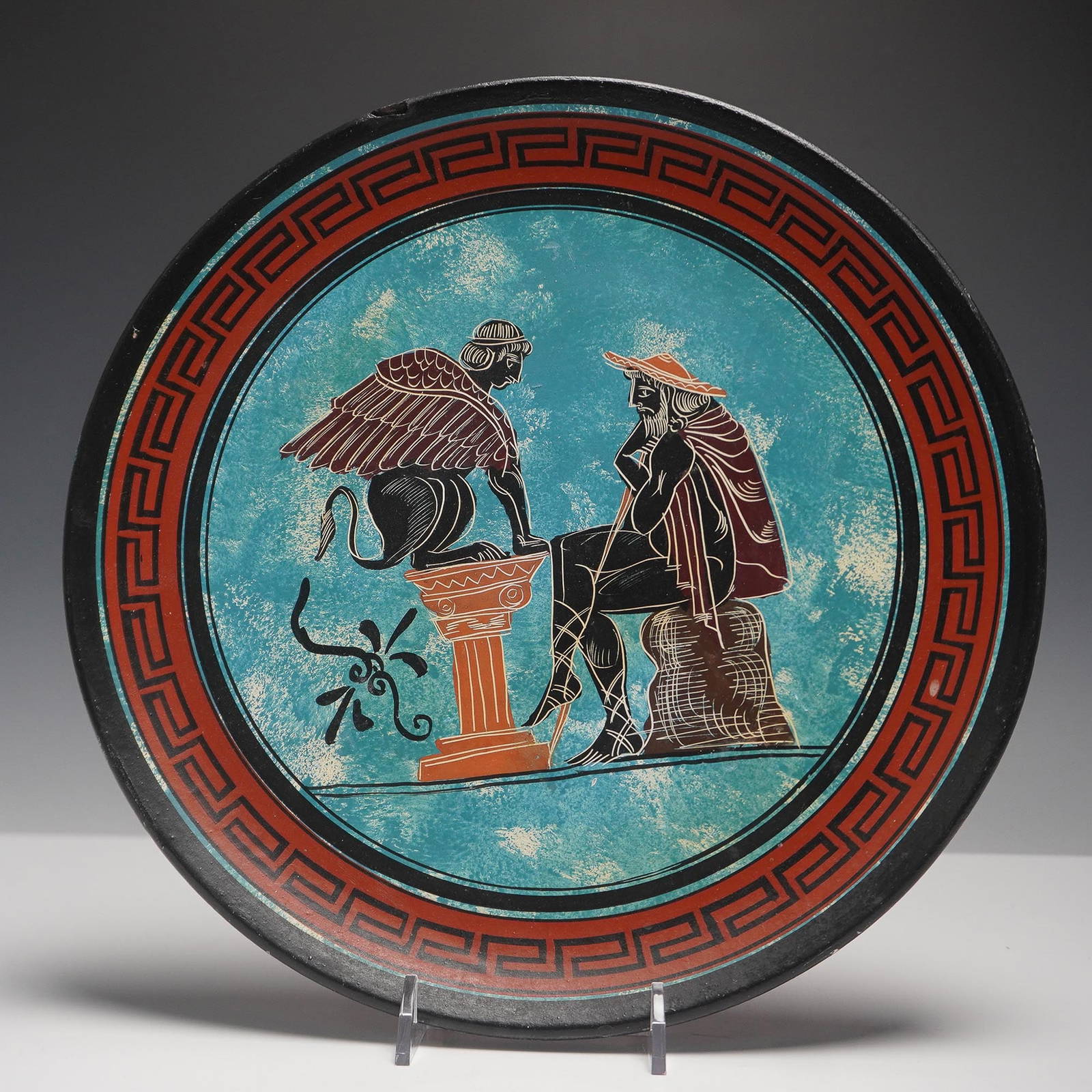 Decorative Greek Sphinx Riddle Plate, Hand Made In Athens Auction