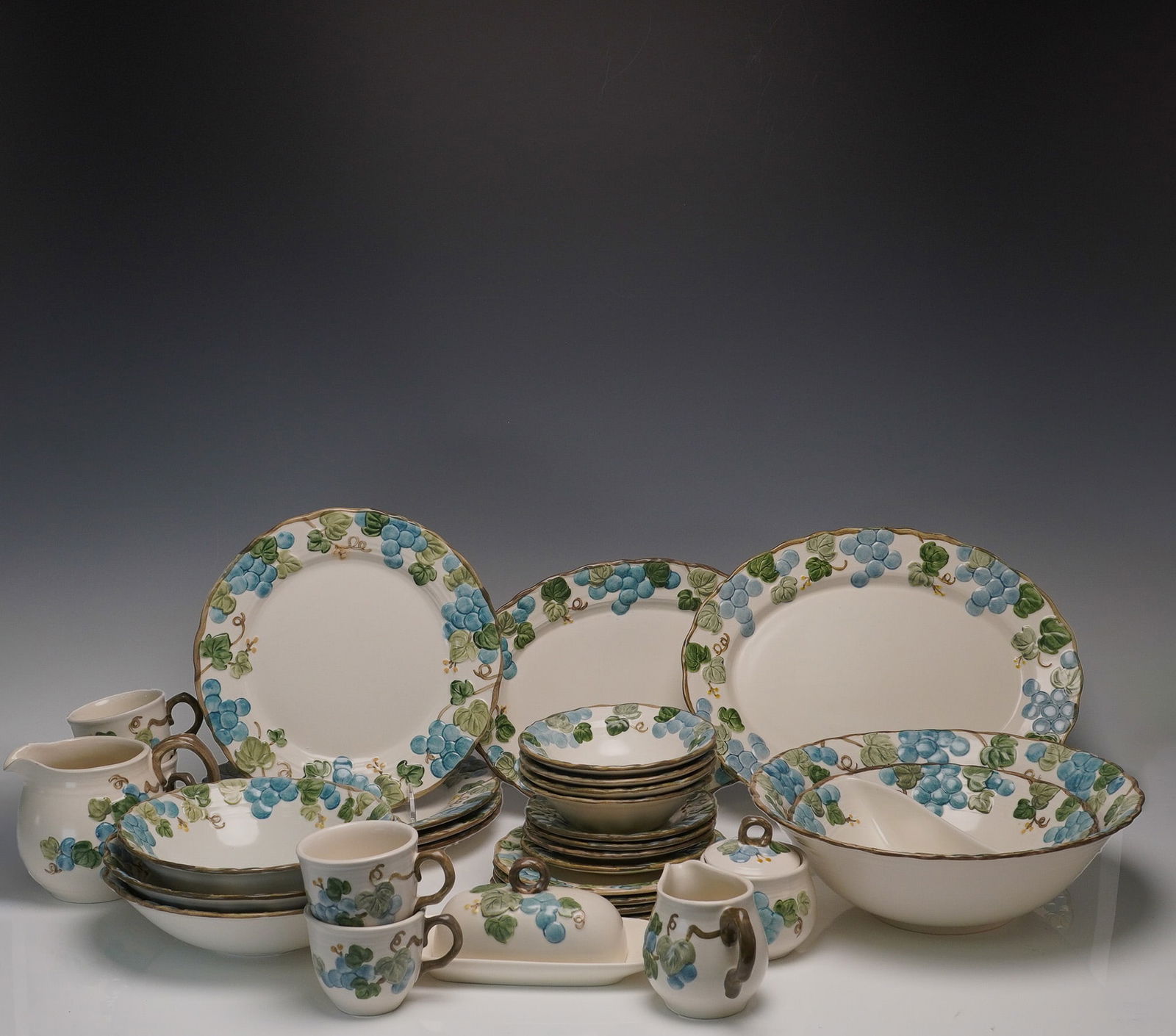 37pc Metlox Ceramic Dinnerware Set, Poppy Trail Auction
