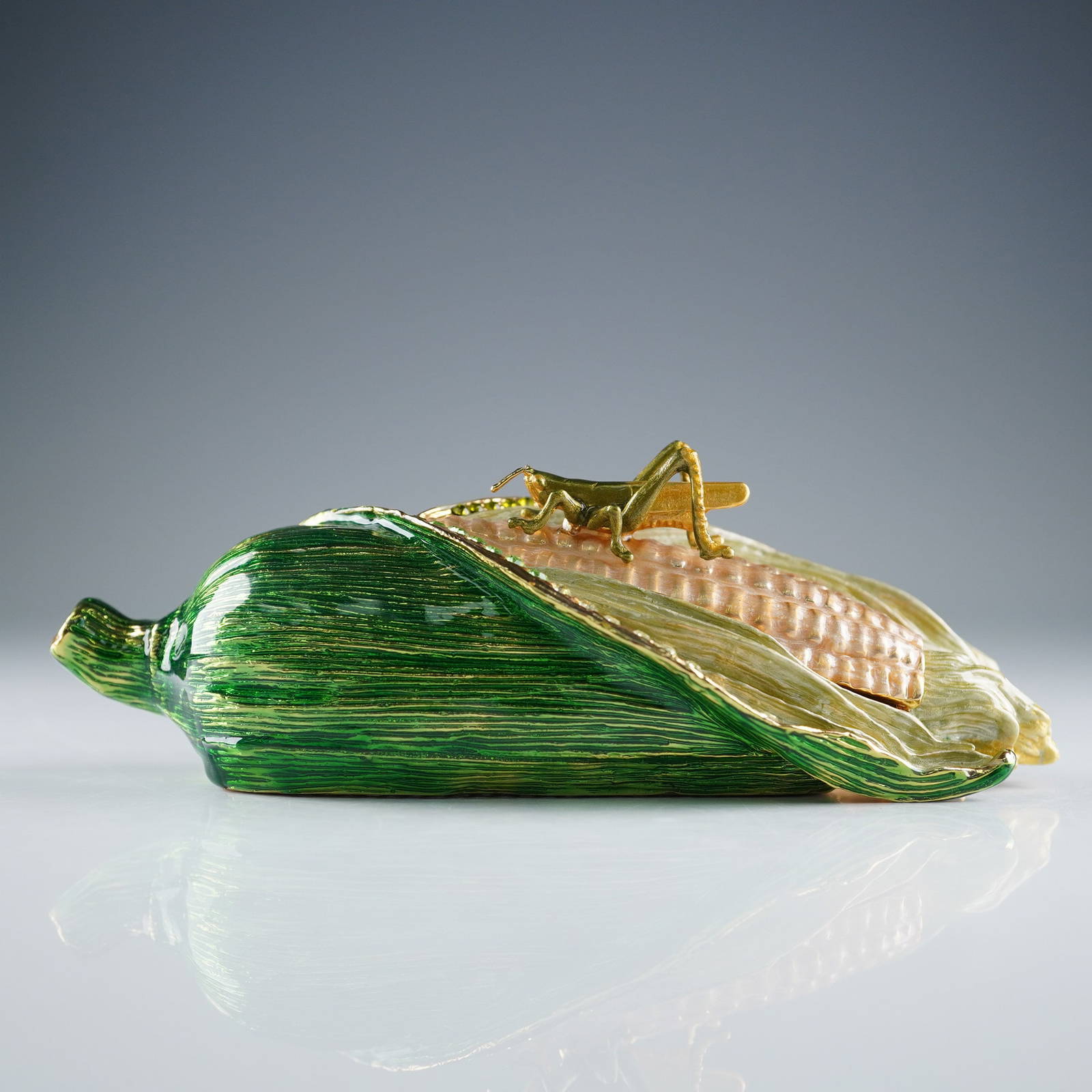 Rucinni, Enamel Jeweled Corn Treasure Box Auction