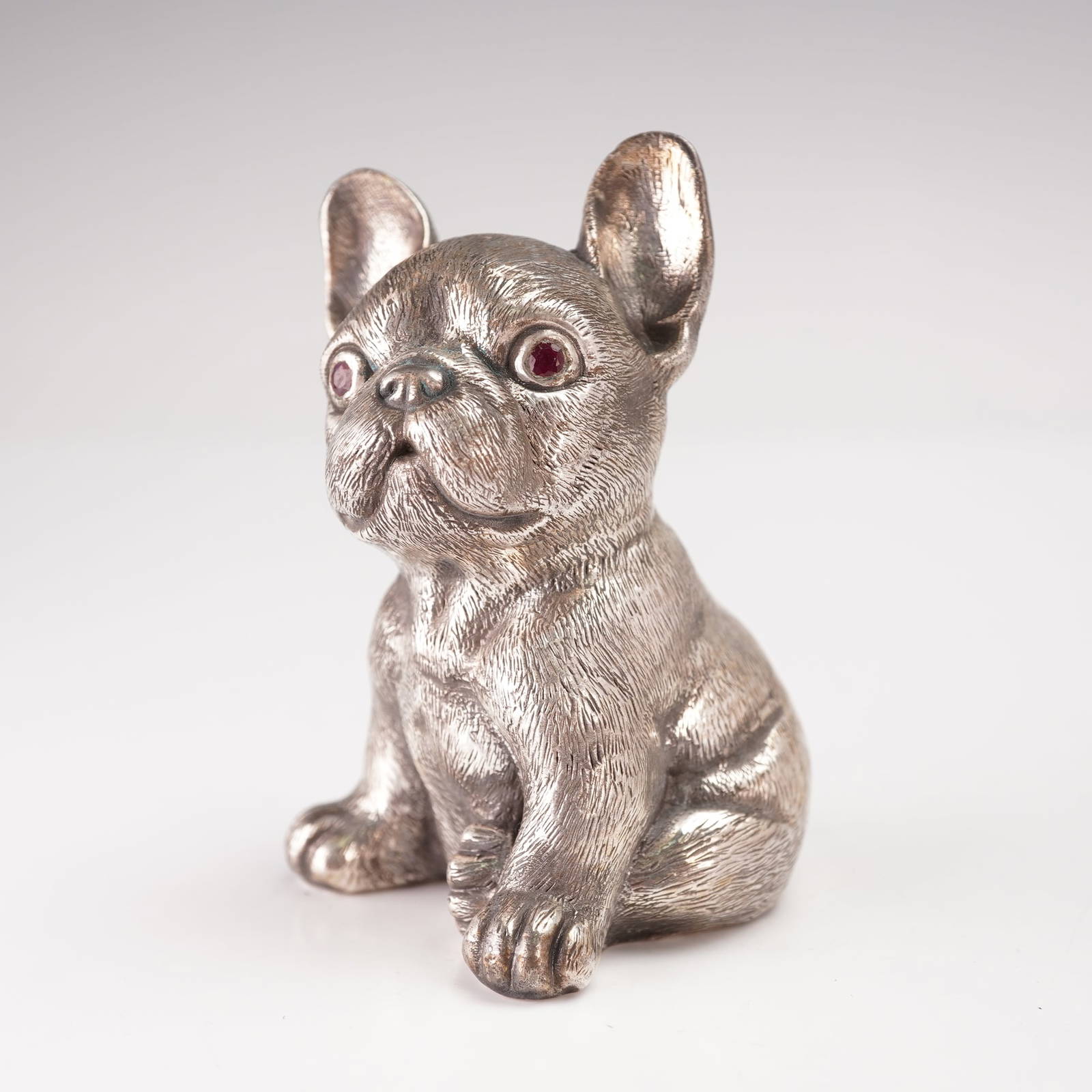 Russian 84 Silver Young Bulldog Figurine With Ruby Eyes Auction