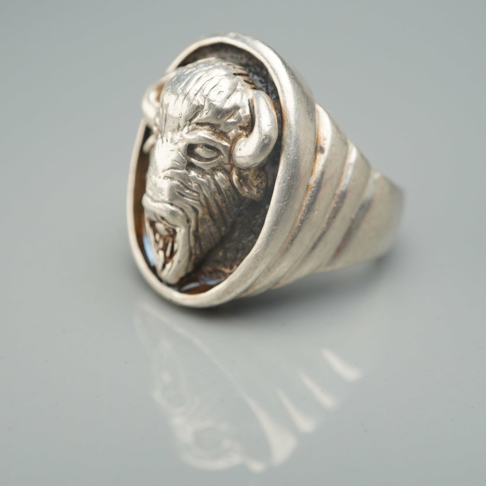 Otto Sterling Silver Buffalo Head Ring Auction