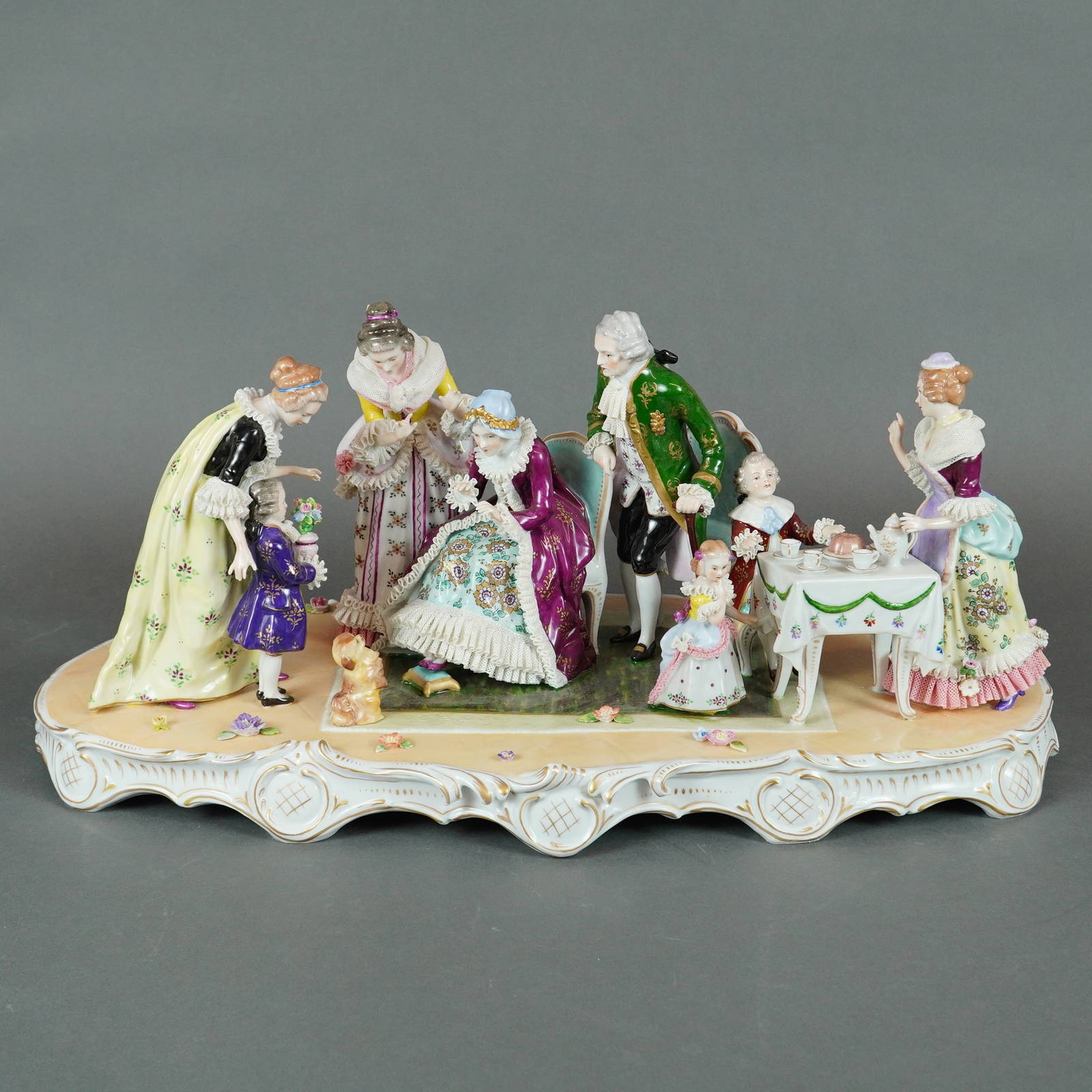Sitzendorf German Porcelain Figural Sculpture - Family Gathering Auction