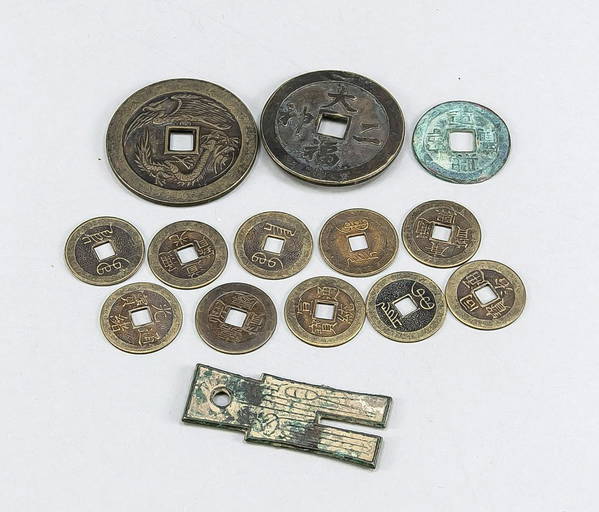 14 Coins/amulets, China, Age