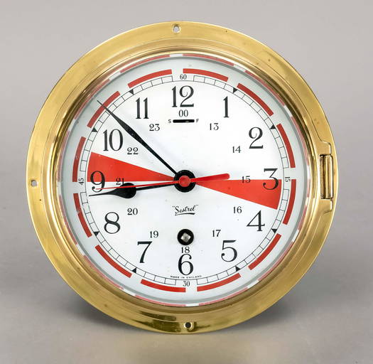 Brass Ship's Clock, Marked Ses