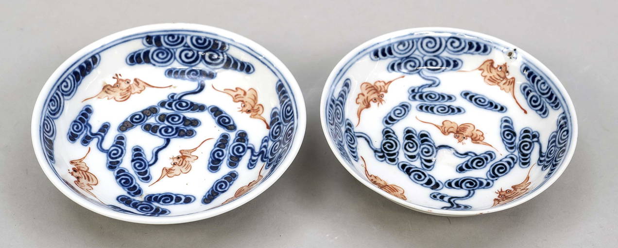 Pair Of Bat Plates, China, 20th C