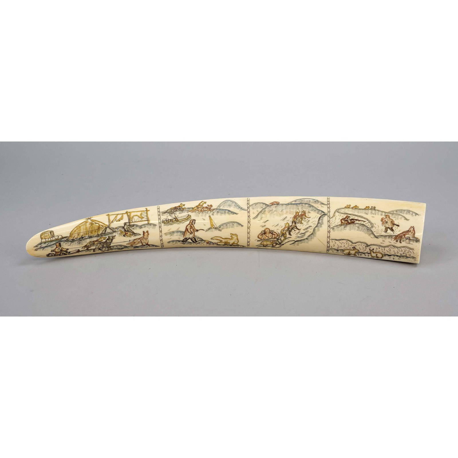Walrus Tooth, Inuit?, Polychrome Auction