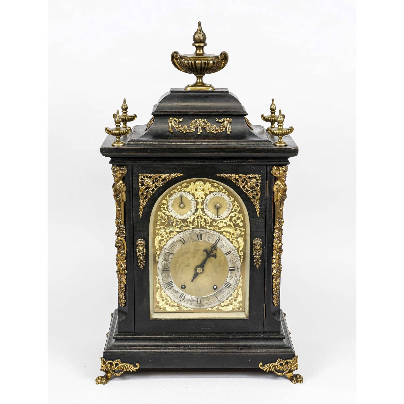 Large Table Clock, Ebonized Wood Auction