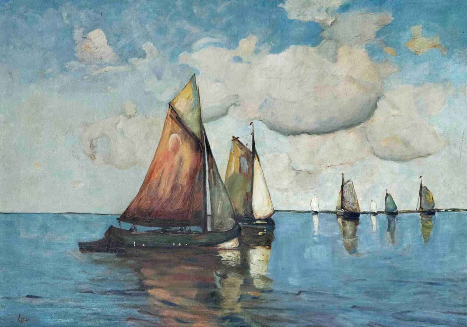 Signed Esser, Marine Painter C. 1910, Auction