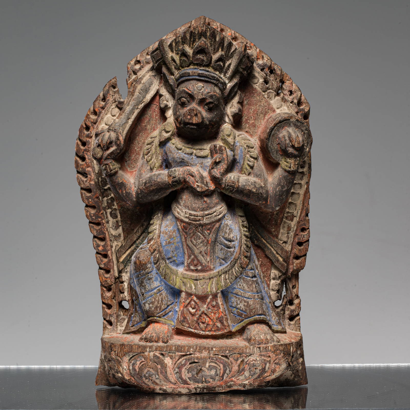 Rare Standing Varaha Wood Coloured Nepal 17th Century Auction