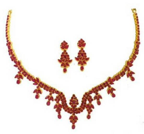 Precious 22k Gold Ruby Jewelry Suite Set