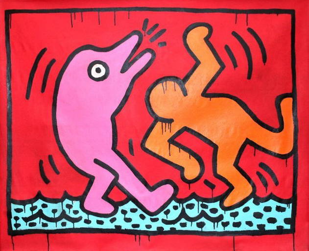Keith Haring / Large Painting On Canvas