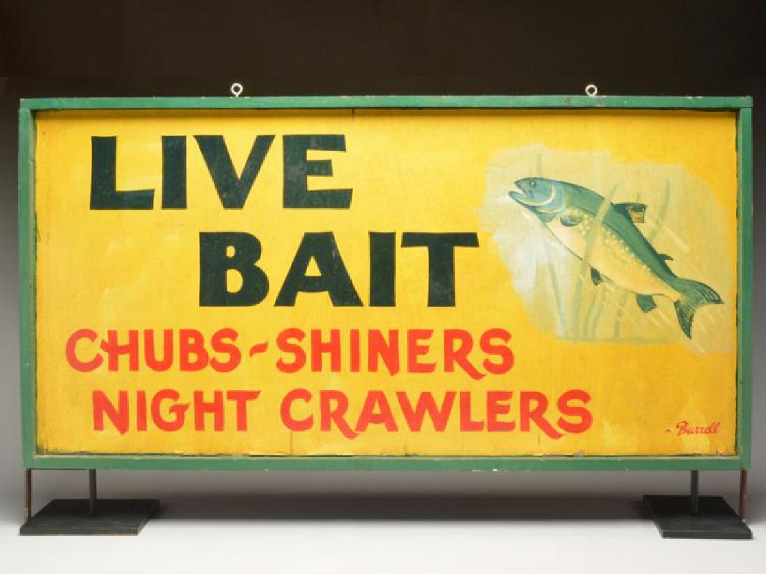 Two Sided Bait Shop Advertising Sign, Circa 1940s.