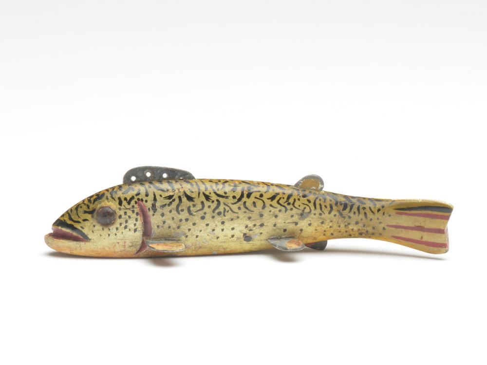 Early Brook Trout Fish Decoy, Oscar Peterson, Cadillac,