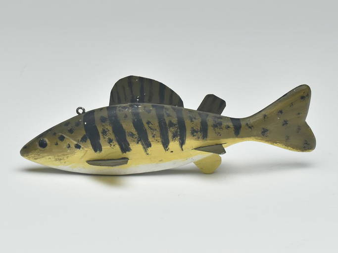 A Large Perch Fish Decoy, Isaac Goulette, Mt Clemens, Michigan, Circa 1950.