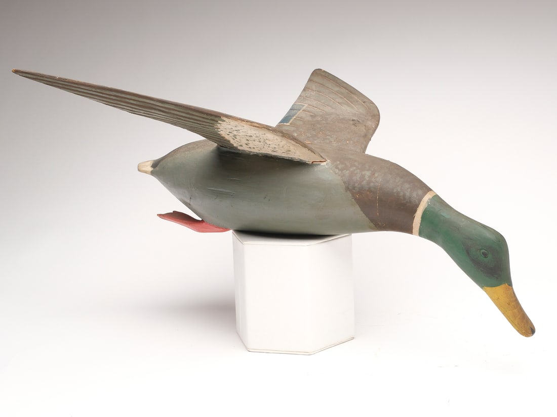 Large Flying Mallard Drake, Gus Wilson, South Portland, Maine. Auction