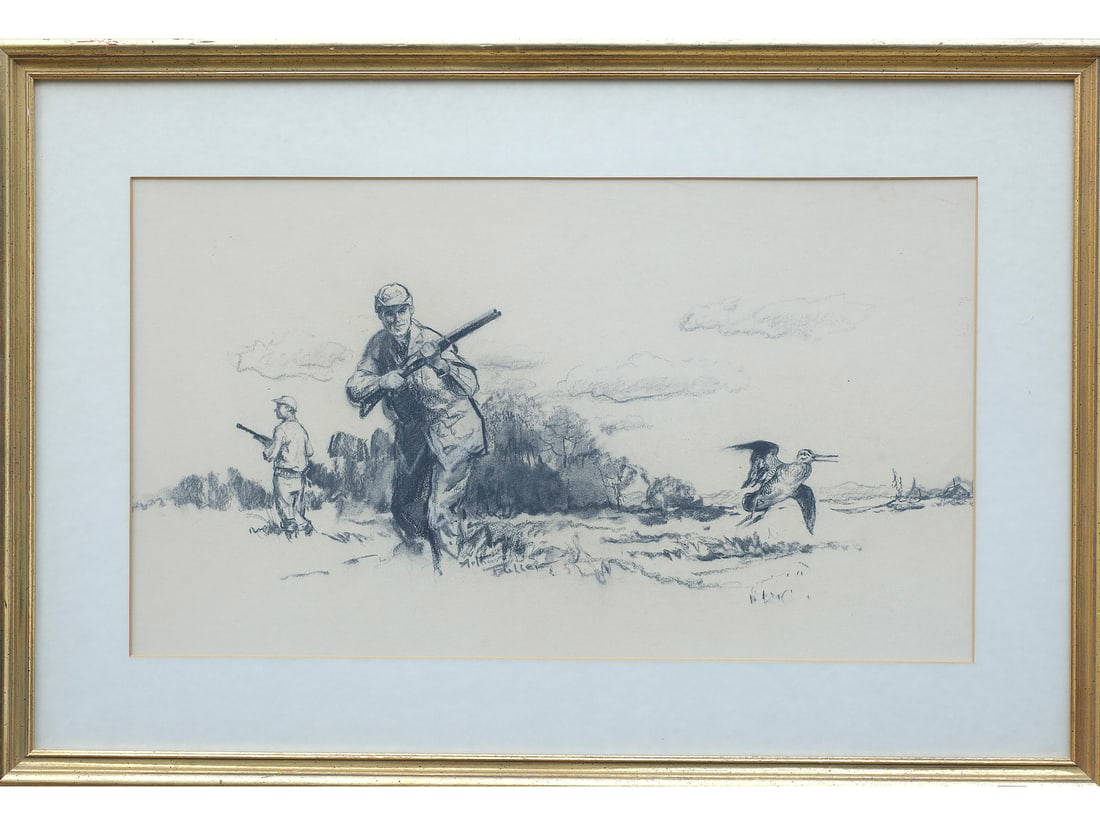 Arthur Fuller, Charcoal On Paper. Auction