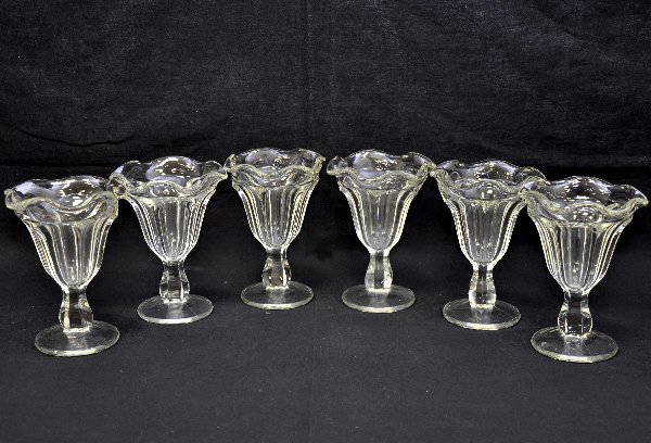 6 1950s Ice Cream Sundae Glasses