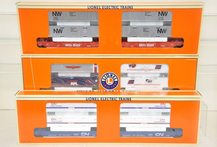 3 Mint Lionel Maxi Stack Flat Cars