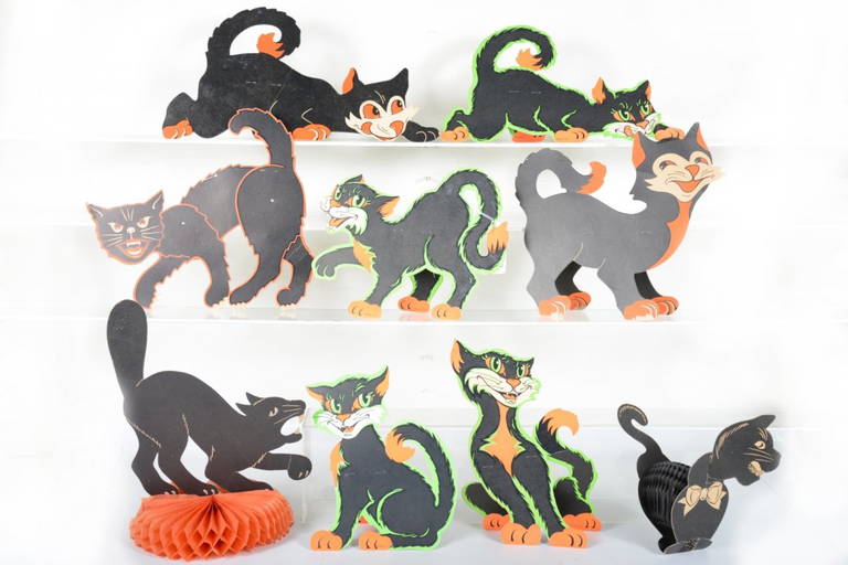 Large Group Halloween Black Cat Diecuts