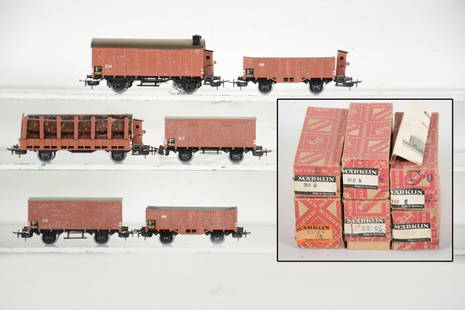 Early Marklin Locomotive And Freight Wagons