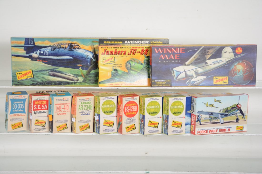 12 Vintage Lindberg Airplane Model Kits