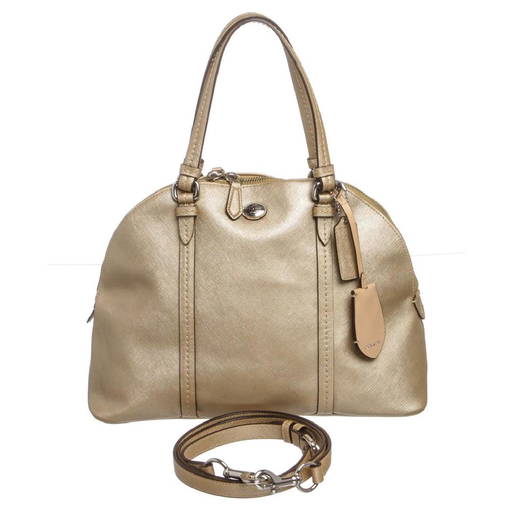 Coach Gold Metallic Leather Two Way Handbag