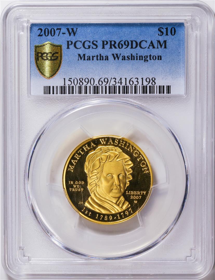 2007-w $10 Martha Washington Gold Coin Pcgs Pr69dcam Auction
