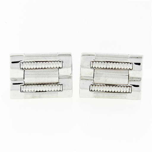 Men's Designer L&m 14k White Gold Fancy Oyster Bracelet Link Swivel ...