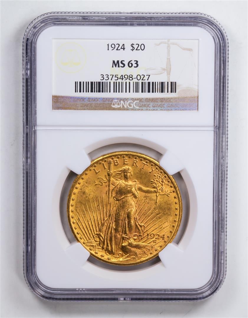 1924 $20 Double Eagle Gold Coin Ngc Ms63