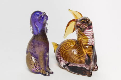 Group Of Three Vintage Murano Glass Animal Figures