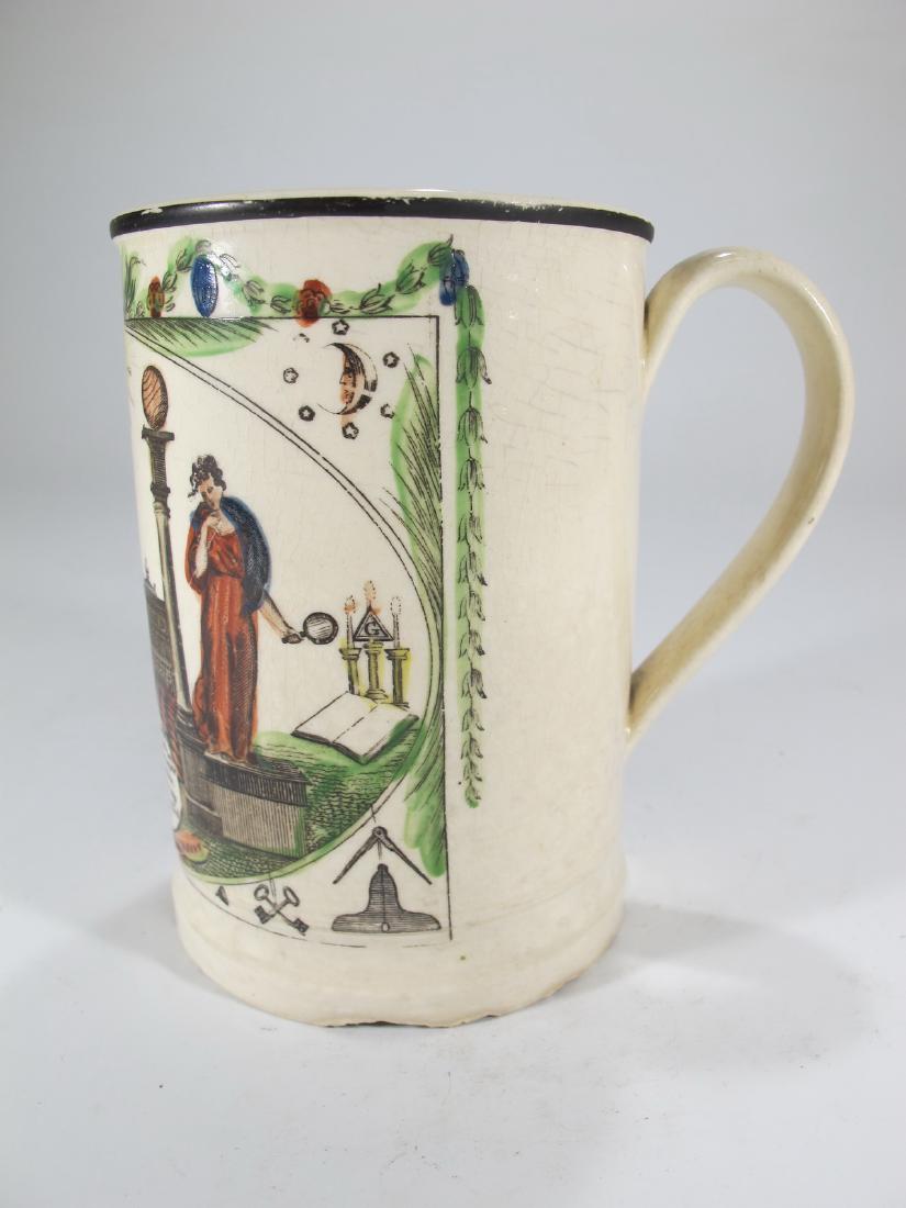 Antique Masonic Cream ware tankard