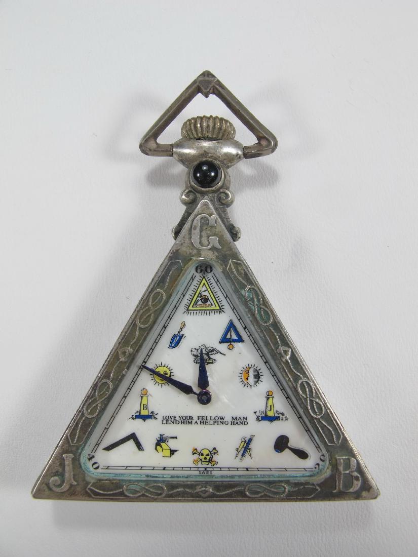 Antique Swiss 800 silver triangular pocket watch