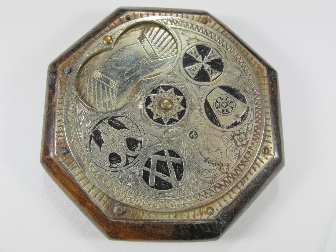 Antique Masonic wooden snuff box.