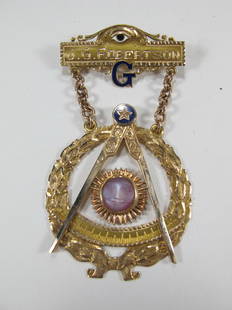 Antique Masonic 10k Gold Past Master Jewel