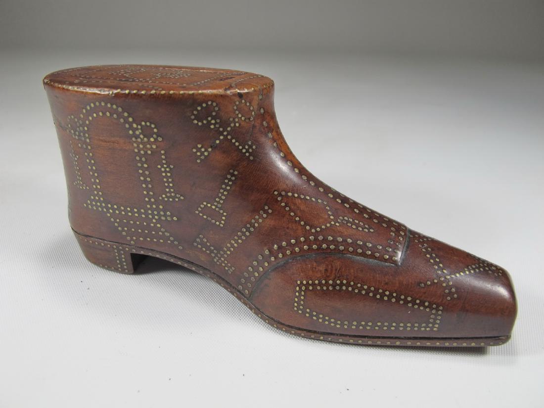 Masonic Boot shaped wooden secret box