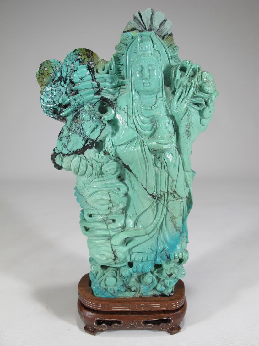 Antique Chinese hand carved turquoise sculpture