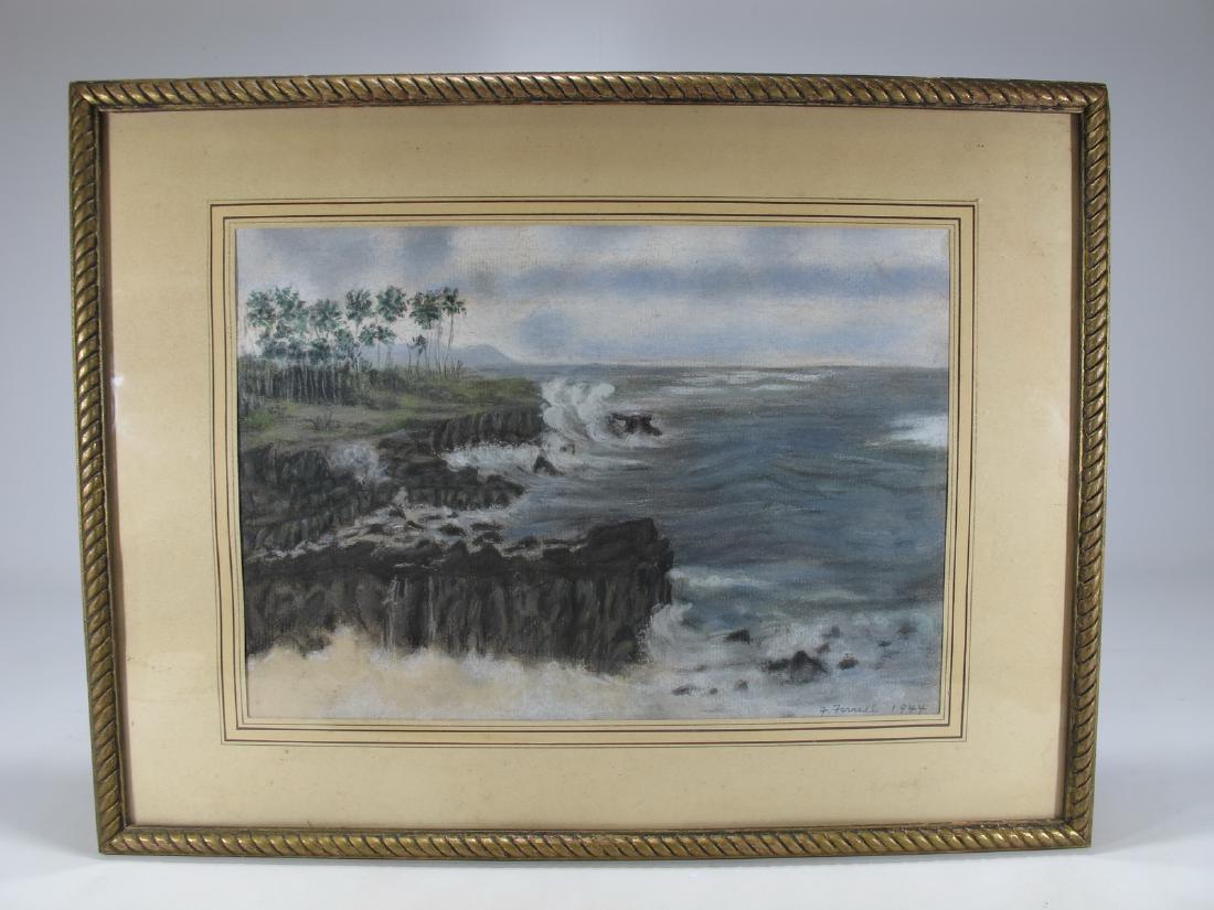Signed F. FARRELL, 1944 pastel painting