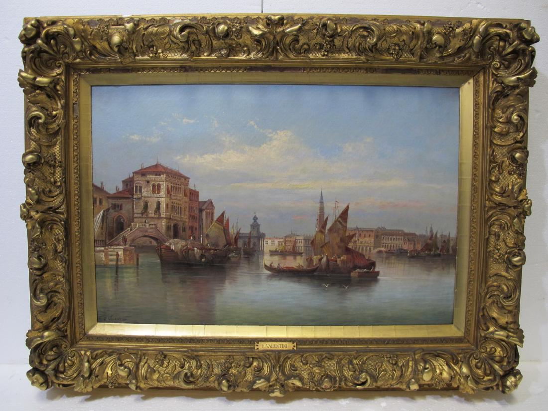 R. VALENTINI (XIX) Venice oil on canvas painting