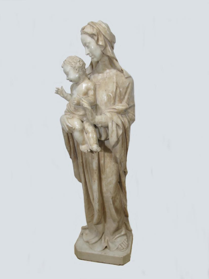 Huge 19th C European mother & child marble statue
