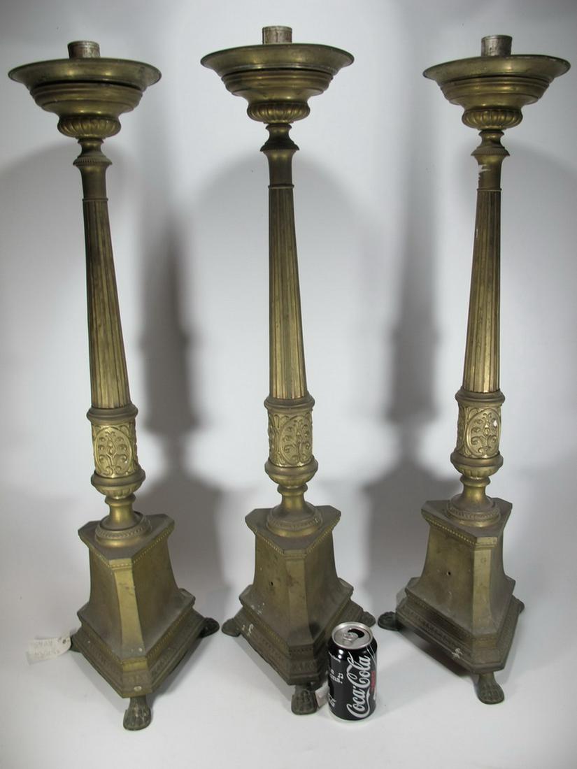 Antique set of 3 Funeral bronze or brass candlesticks - Mar 26, 2020 ...